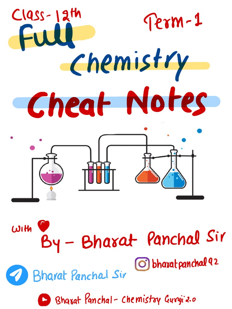 Chemistry Term 1 Cheat Notes by Bharat Panchal Sir | PDF | Alkene | Alkane