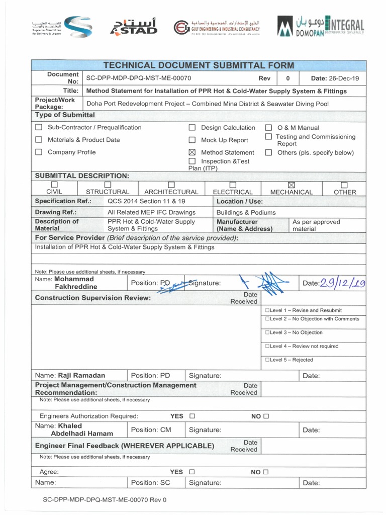 PPR Method Statement | PDF | Plumbing | Occupational Safety And Health