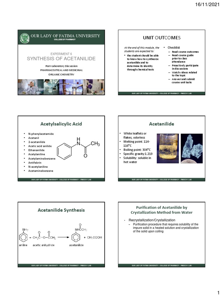 Acetanilide Synthesis and Analysis | PDF | Physical Sciences | Chemistry