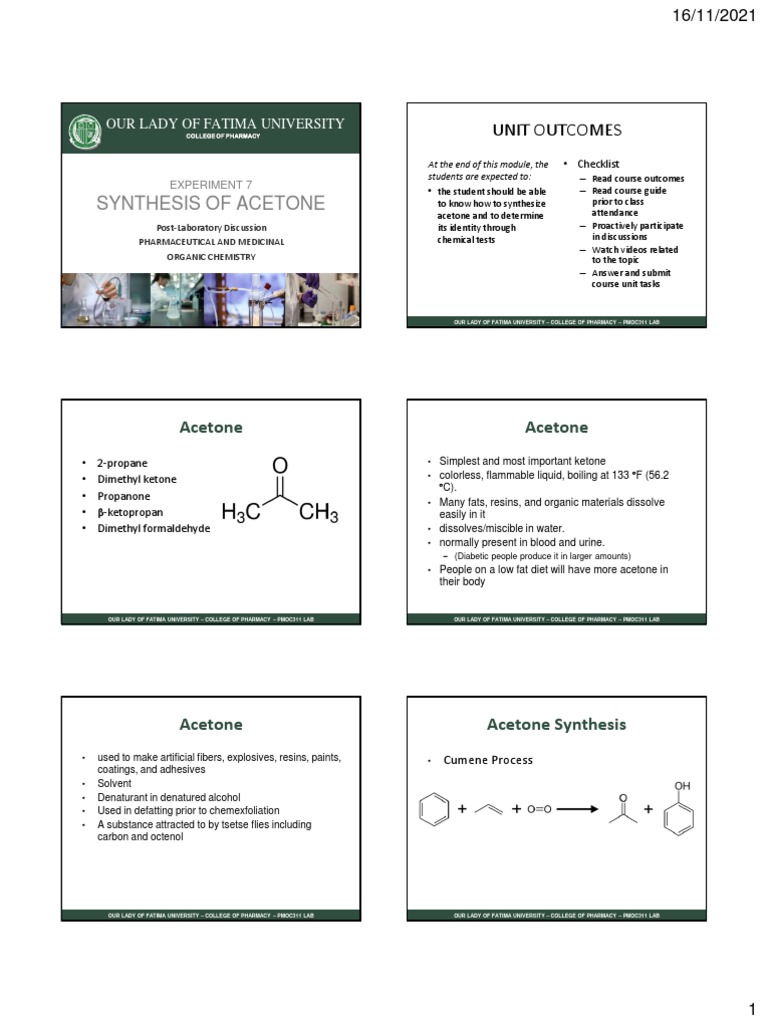 Laboratory Synthesis of Acetone | PDF