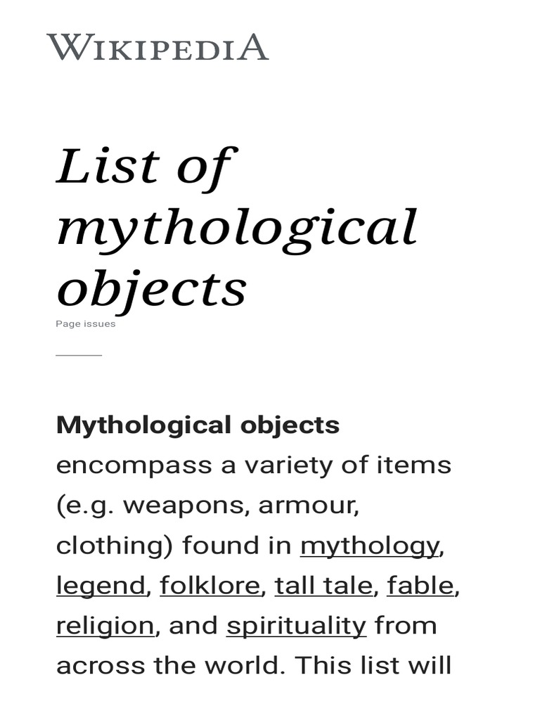 List of Mythological Objects | Download Free PDF | Excalibur | Mythology