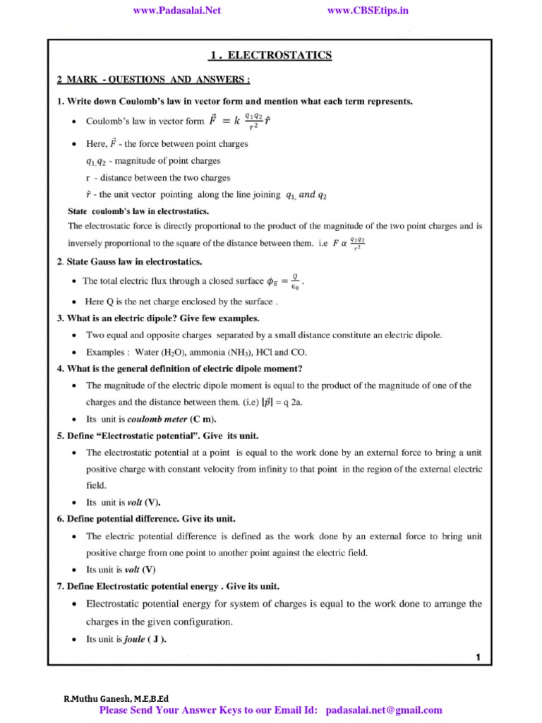 12th Physics Study Material for Slow Learners | PDF