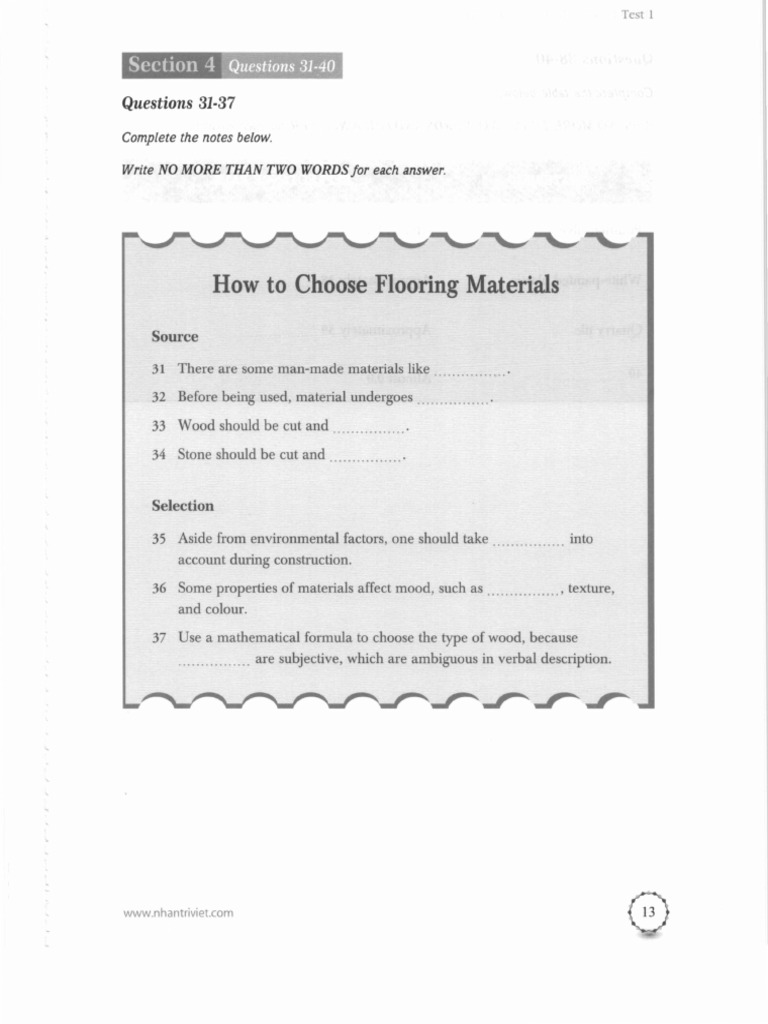 IELTS Listening Section 4 Test 1 | PDF | Games & Activities | Home & Garden