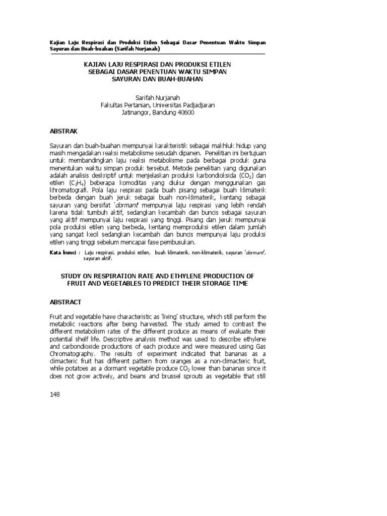 Kajian Laju Respirasi Dan Produksi Etile | PDF | Kesehatan Holistik | Teknologi & Rekayasa