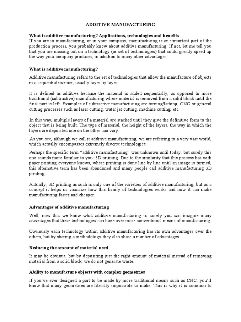 Additive Manufacturing | PDF | 3 D Printing | Prototype