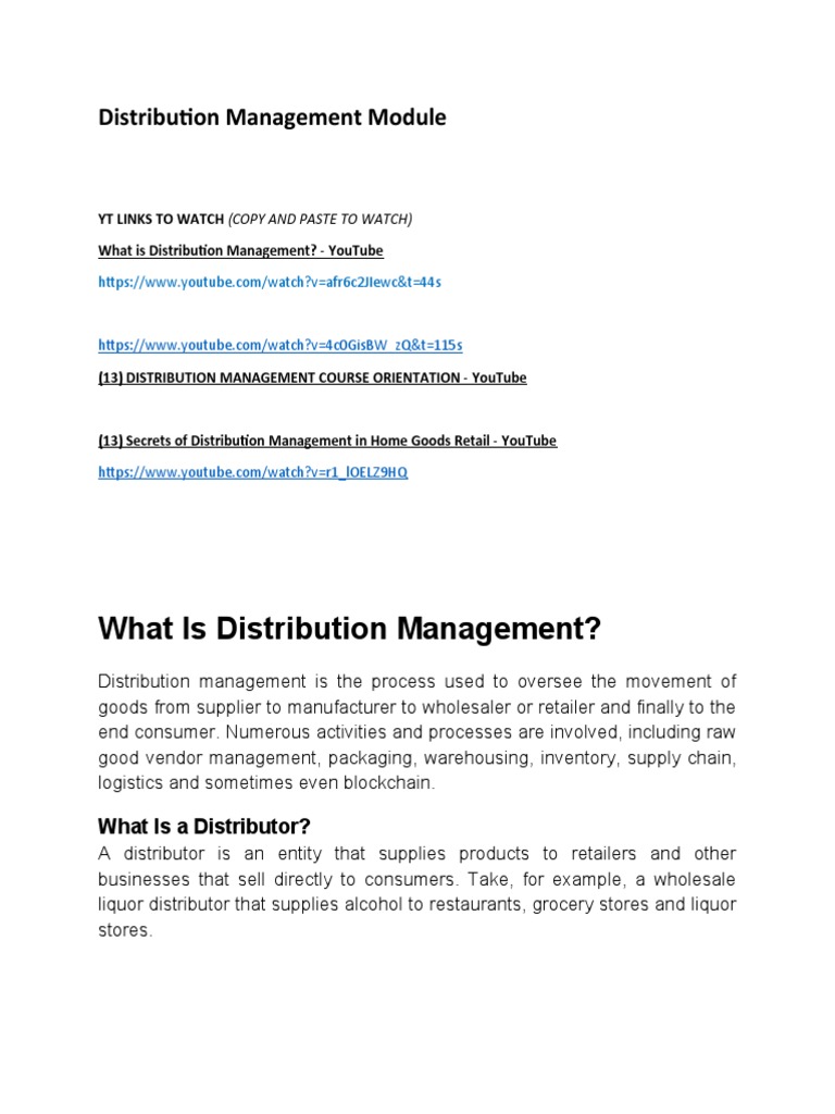 Distribution Management Module | PDF | Inventory | Logistics