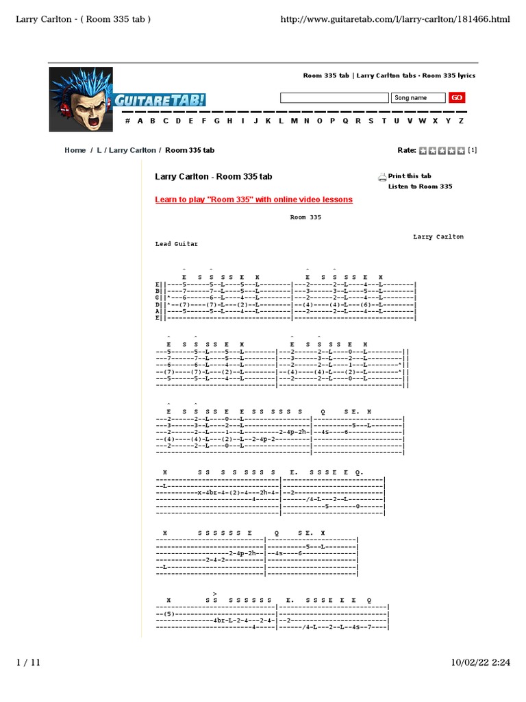 Larry Carlton - (Room 335 Tab) | PDF