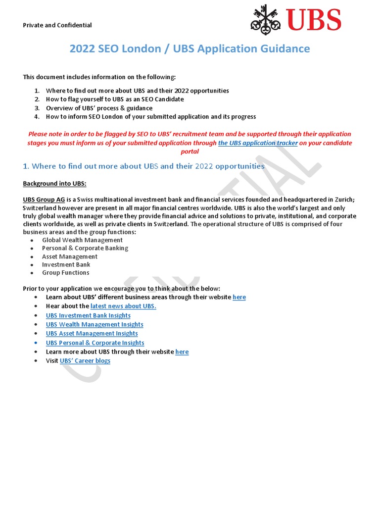 2022 UBS Application Guidance | PDF | Ubs | Economies