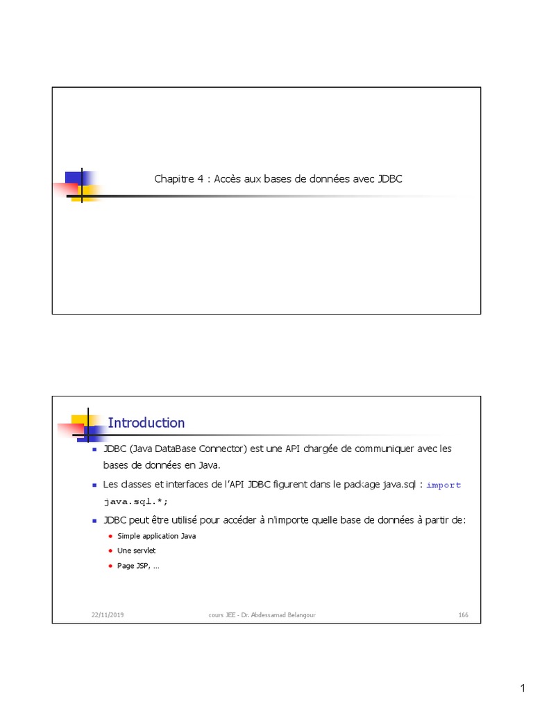 CoursJEE-PrBelangour Chapitre4 | PDF | Java (Langage de programmation) | MySQL