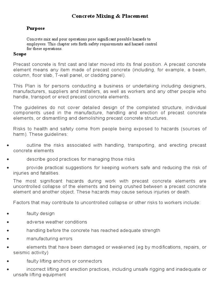 Concrete Mix and Pour Safety Program - Construction - Program | PDF ...