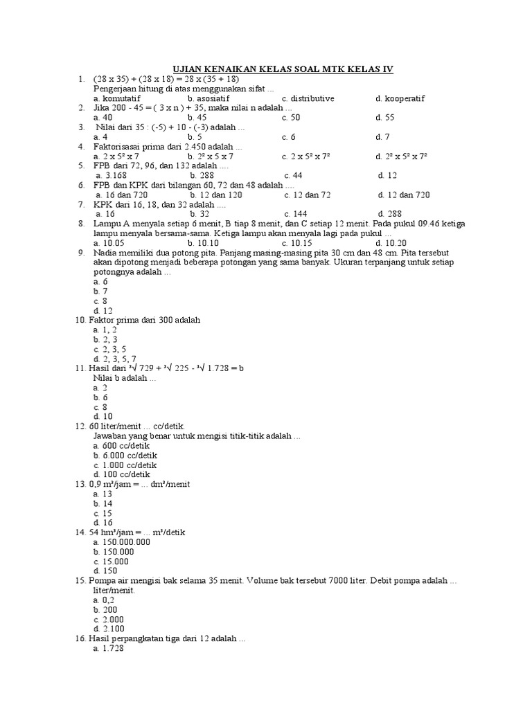 Uts MTK Kels 6 | PDF