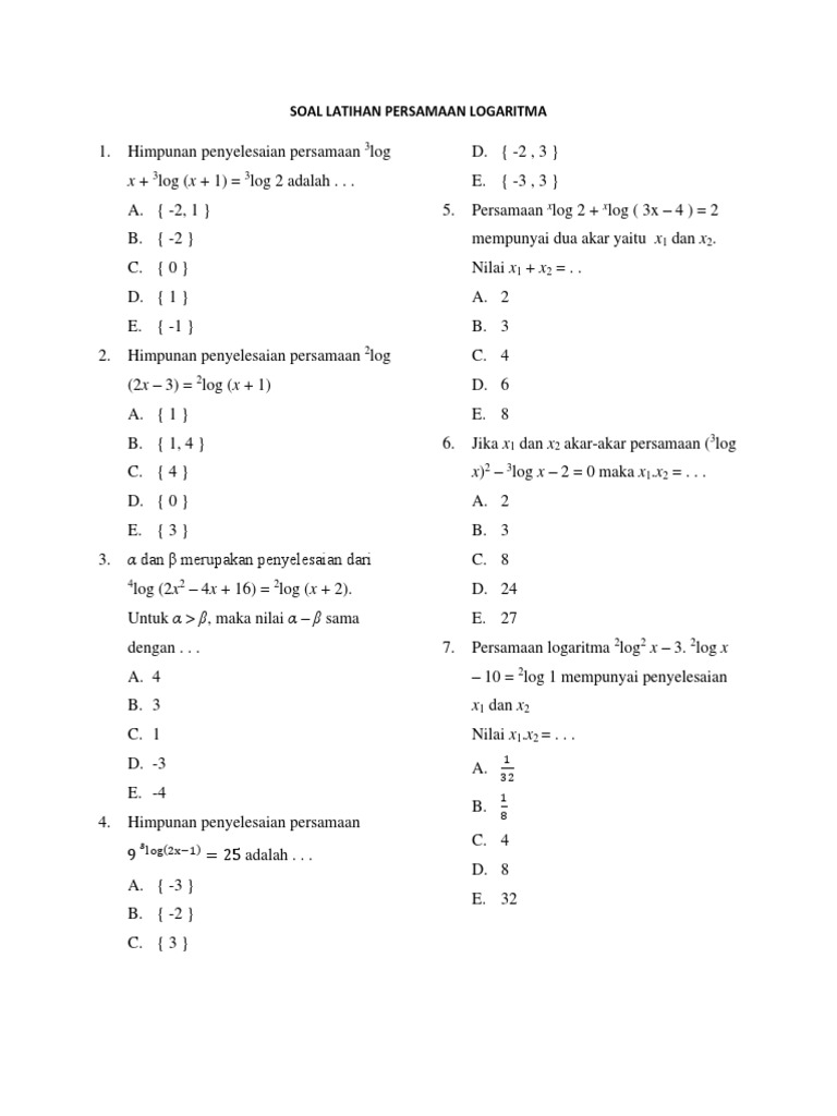 Soal Latihan Logaritma | PDF