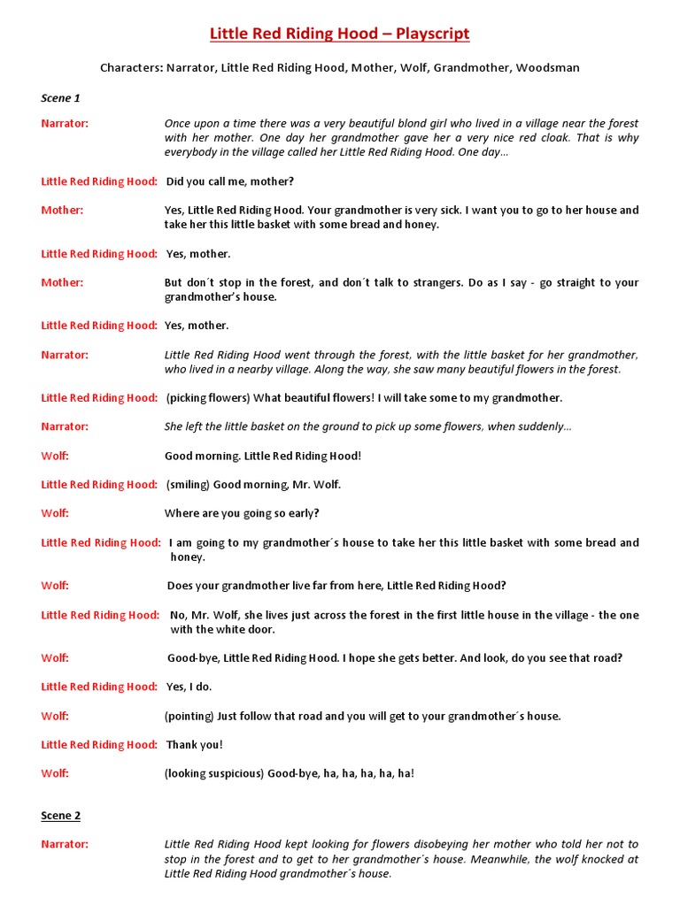 Playscript - Little Red Riding Hood | PDF | Little Red Riding Hood
