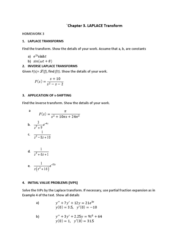 'Chapter 3. LAPLACE Transform | PDF