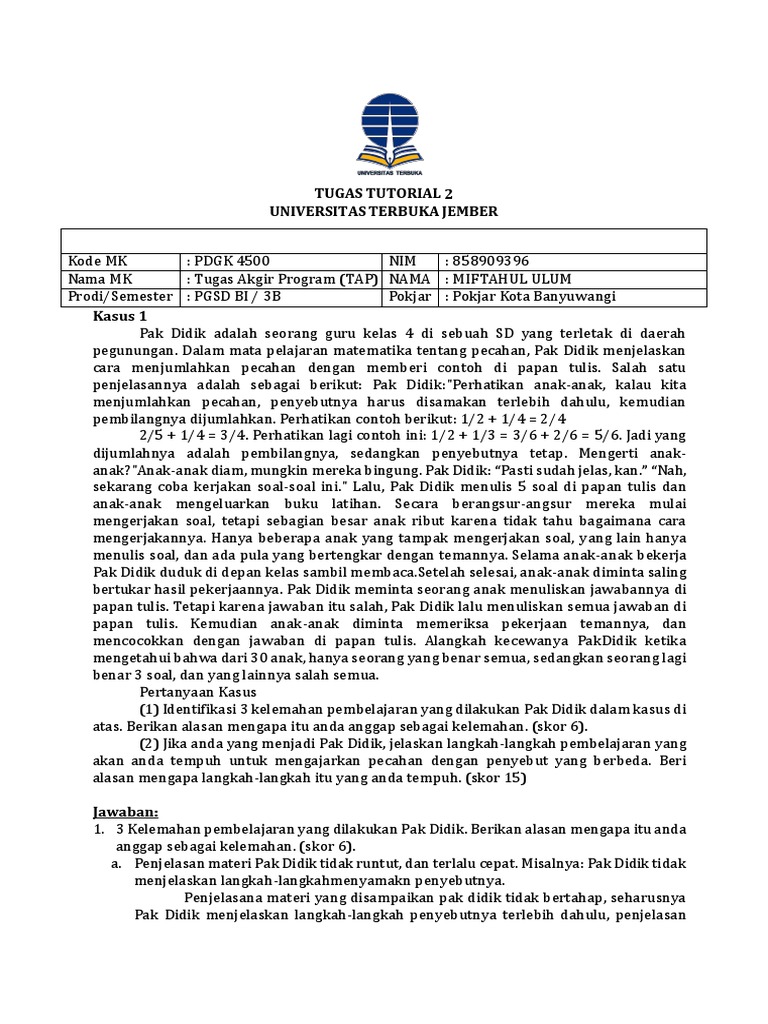 TT2 Tap Miftahul Ulum | PDF