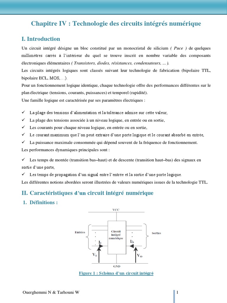 Chapitre 4 Technologies Circuits Integres Numeriques | PDF | CMOS | Fonction logique