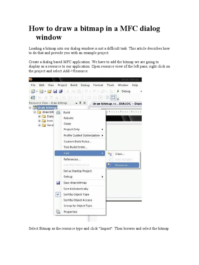 How To Draw A Bitmap in A MFC Dialog Window | PDF | Microsoft Access ...