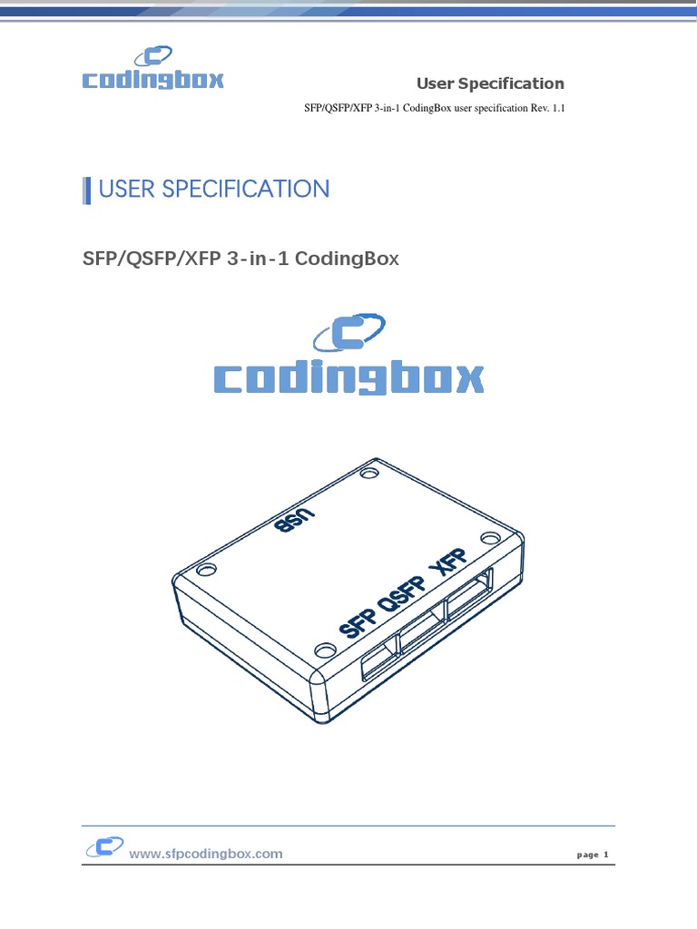 SFP/QSFP/XFP CodingBox User Guide | PDF | Telecommunications | Physical ...