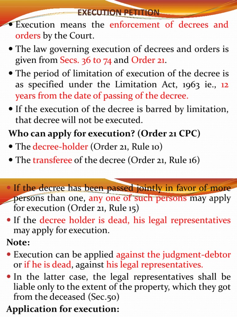 Execution Petition | PDF | Lawsuit | Civil Law (Common Law)