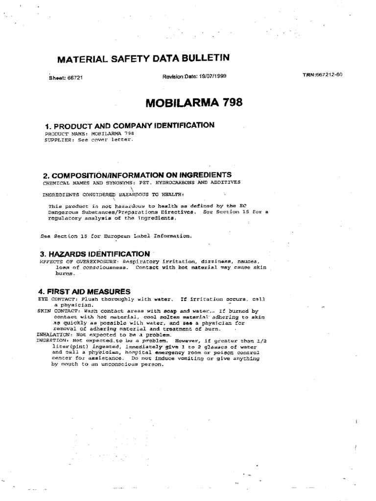 8c8745b9 - MSDS - Mobilarma 798 Lubricant | PDF