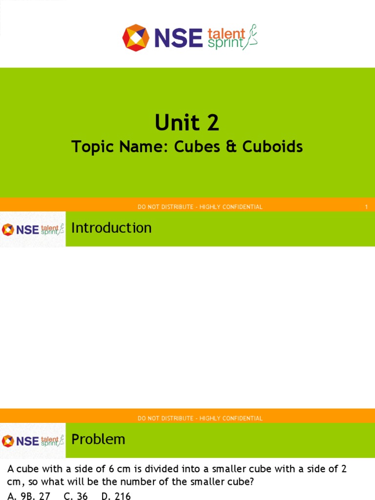 Unit 2: Topic Name: Cubes & Cuboids | Download Free PDF | Length