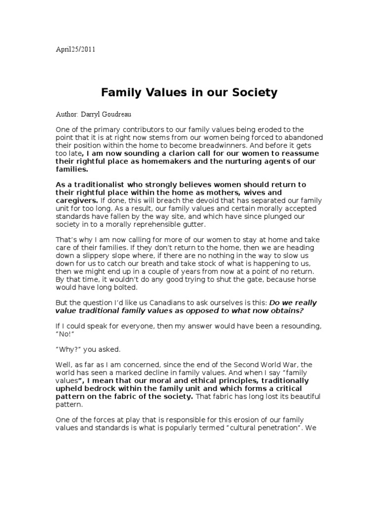 Family Values #2 | PDF | Value (Ethics) | Family