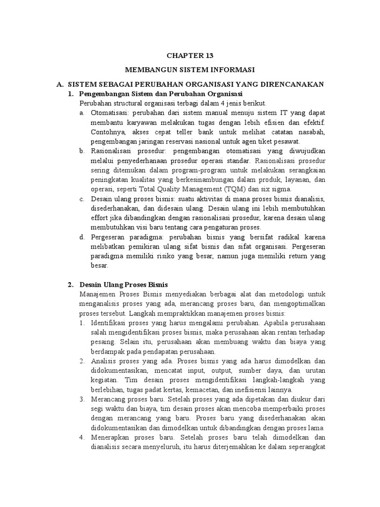 Rangkuman Chapter 13 - MEMBANGUN SISTEM INFORMASI | PDF