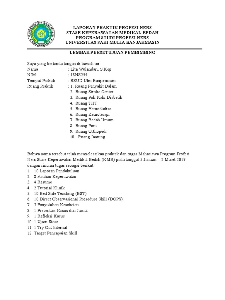 Laporan Praktik Profesi Ners KMB | PDF