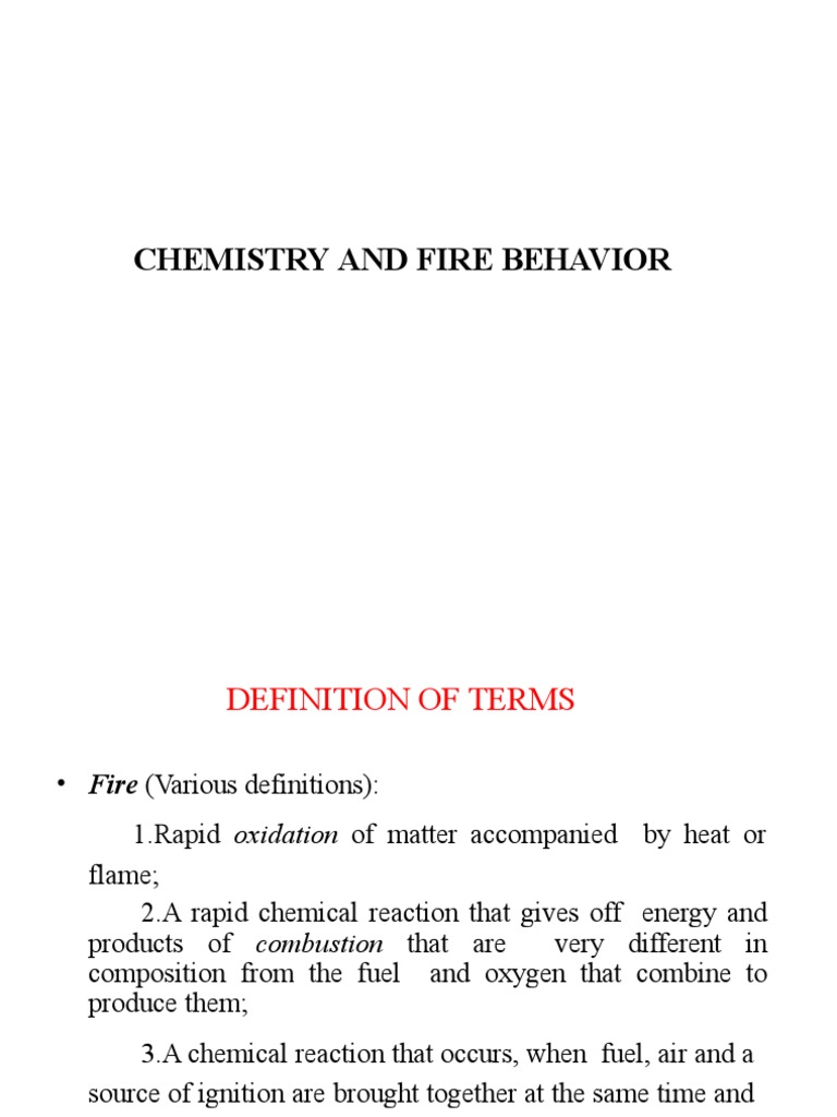 1.chemistry and Behavior of Fire | PDF | Combustion | Heat Transfer