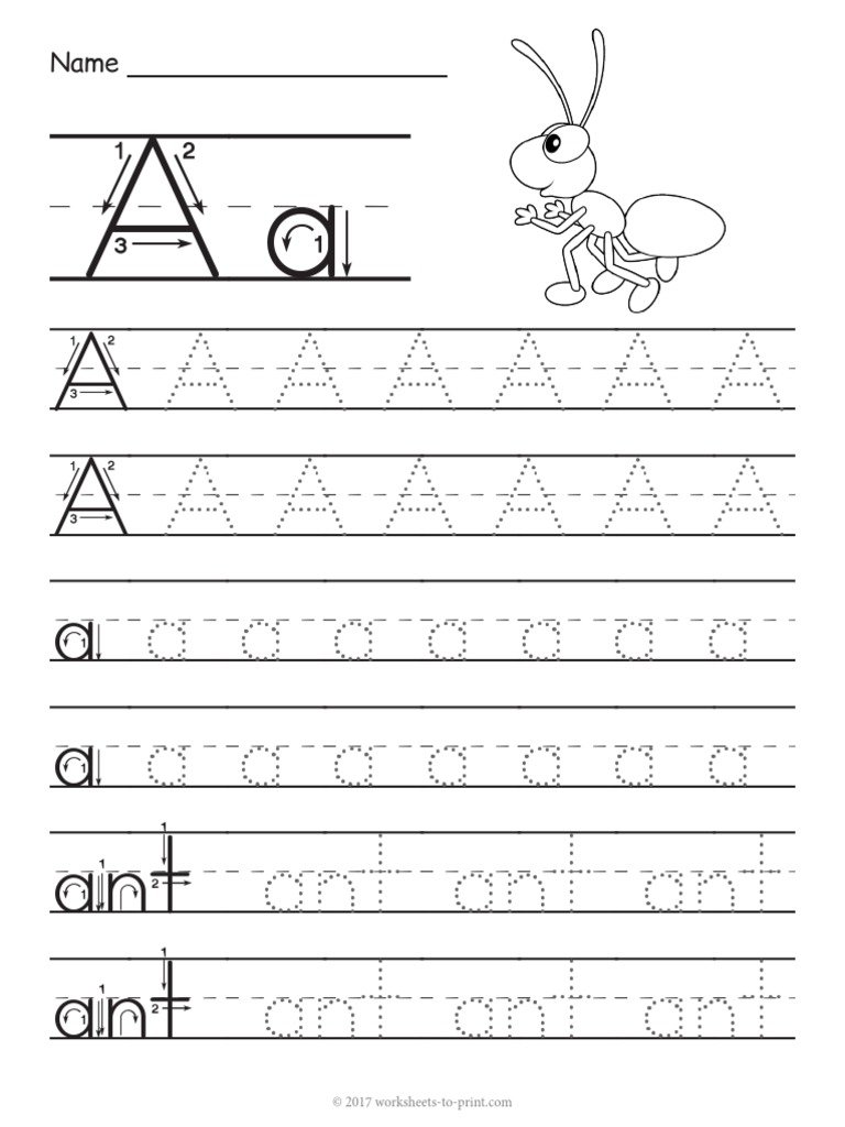 Tracing Letter A Worksheet | PDF