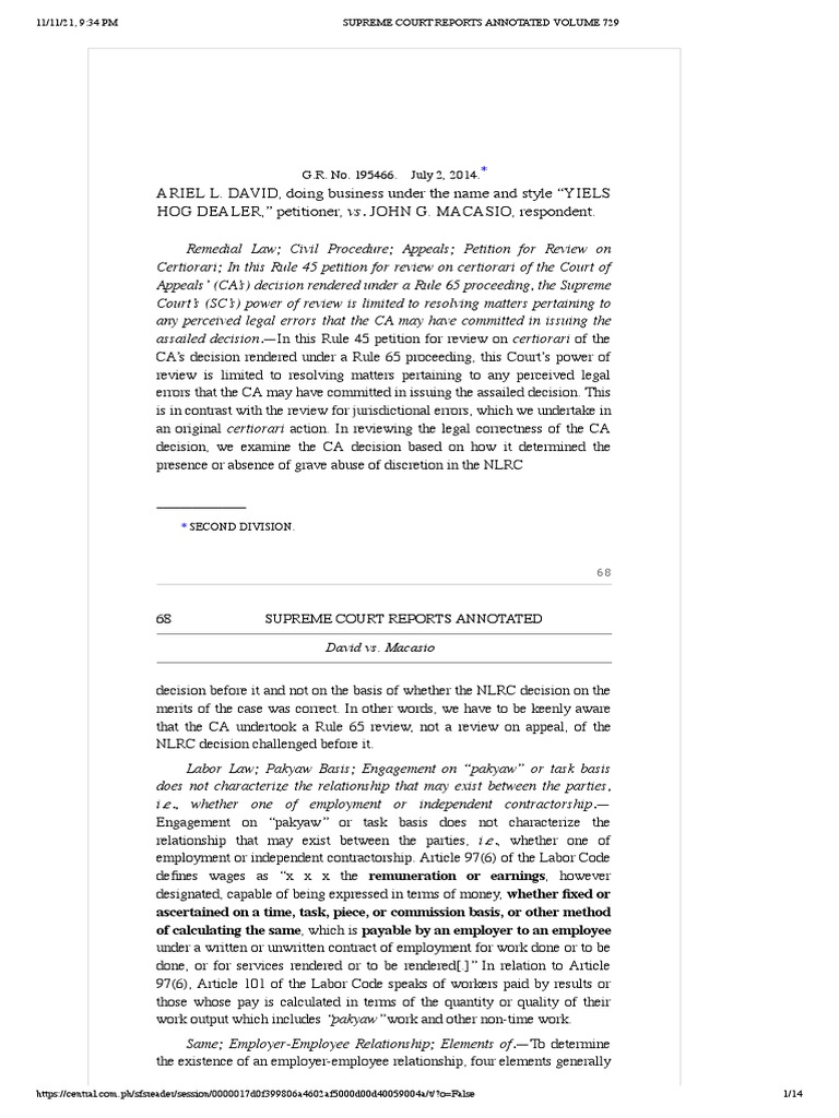 ARIEL L. DAVID, Doing Business Under The Name and Style "YIELS HOG ...