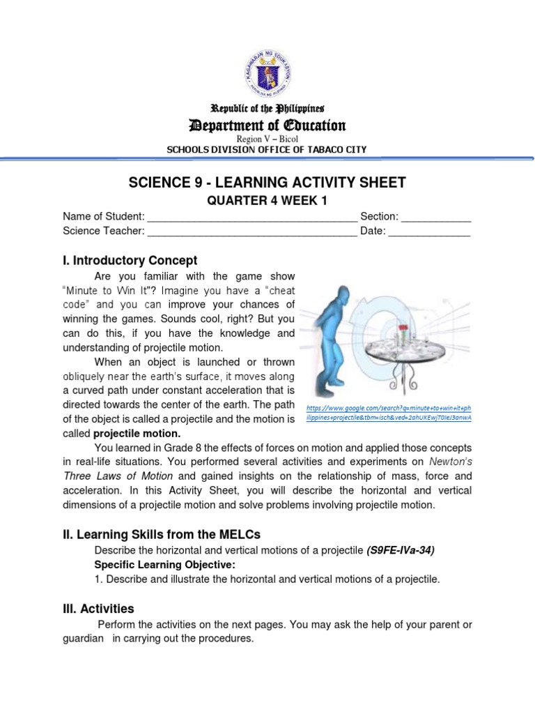 Sci Grade 9 | PDF | Force | Projectiles