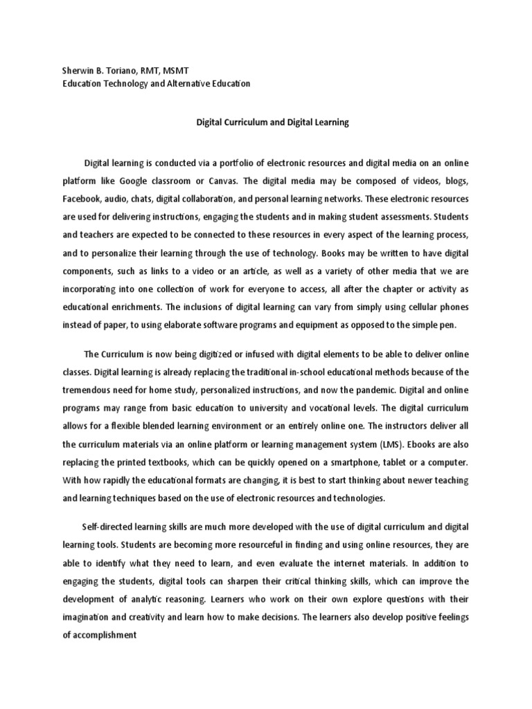 Digital Learning | PDF | Educational Technology | Learning