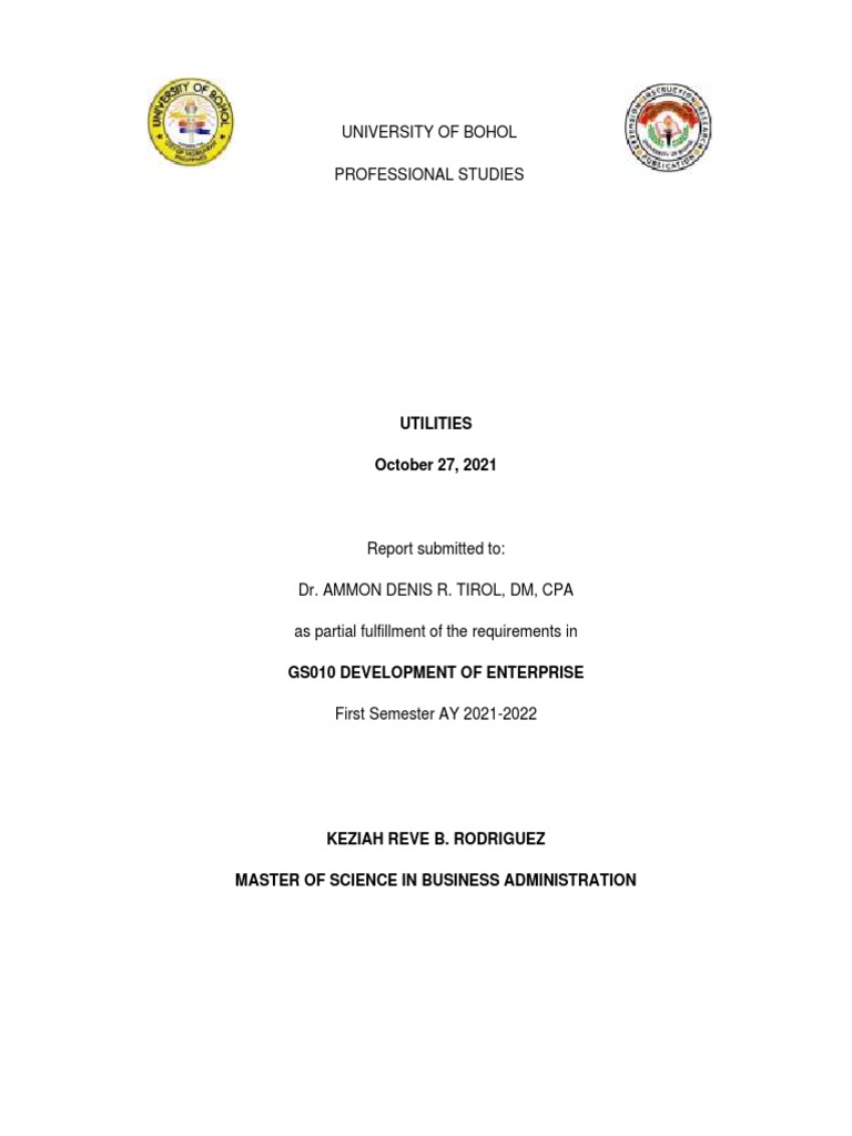 Utilities - Project Feasibility Study | PDF | Water Supply | Water