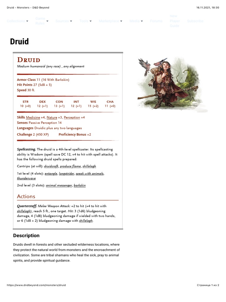 Druid - Monsters - D&D Beyond | PDF | Dungeons & Dragons | Role Playing ...