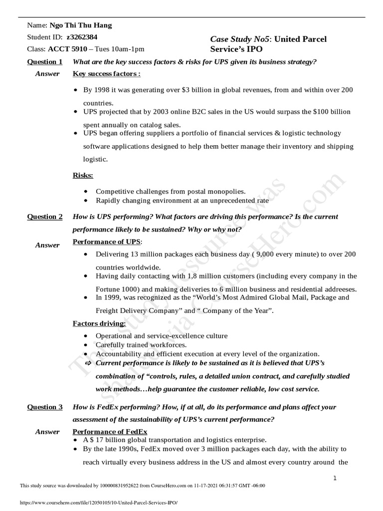 10 United Parcel Service S IPO | PDF | United Parcel Service | Mergers ...