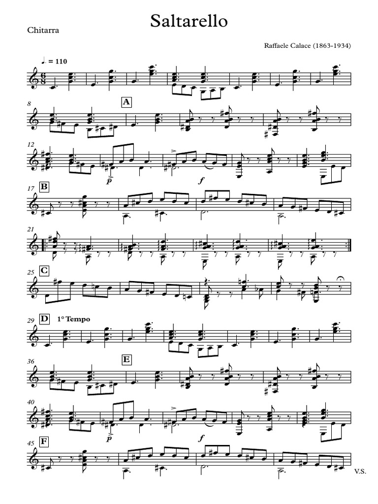 Raffaele Calace - Saltarello - Per Mandolino e Chitarra - Chitarra | PDF