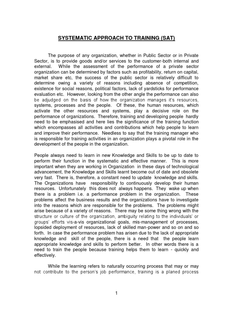 Systematic Approach To Training | PDF | Learning | Evaluation