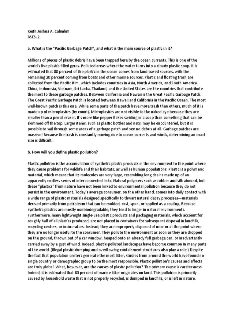 Activity Plastic Pollution | PDF | Environment | Economy And The ...