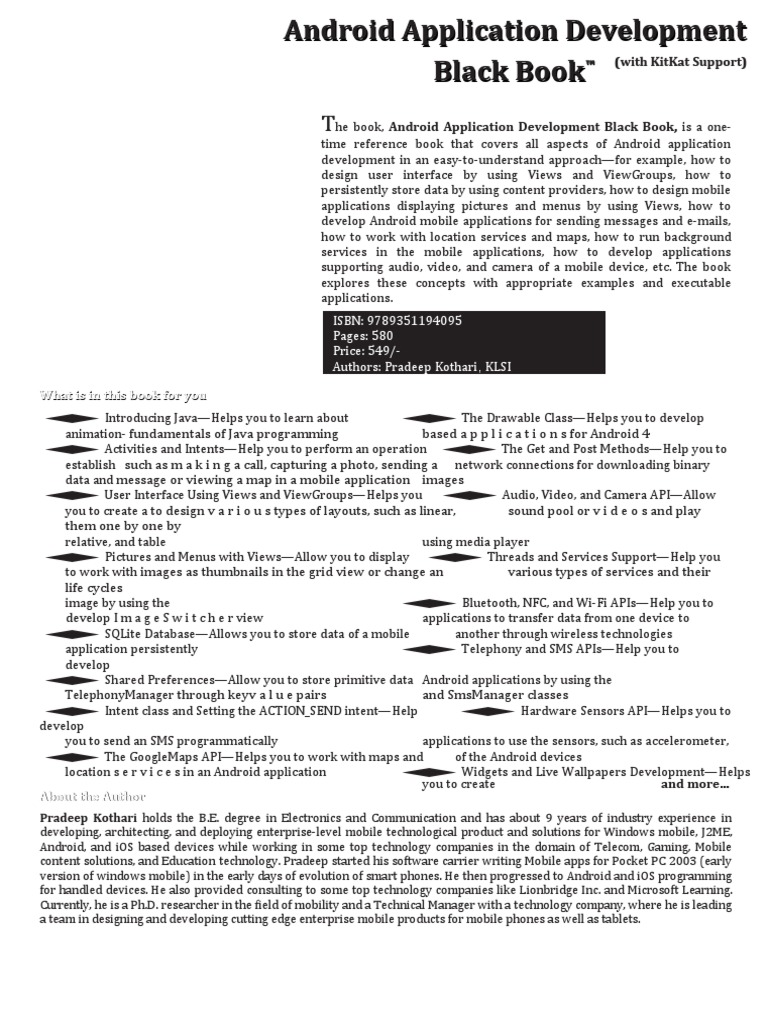 Pdf Android Application Development Black Book Pdf Android Operating System Application