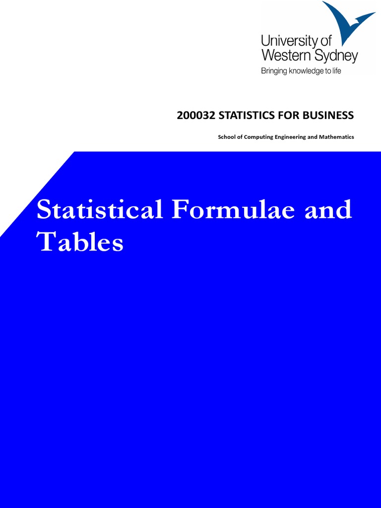 Statistics Formula Sheet New | PDF | Normal Distribution | Statistics