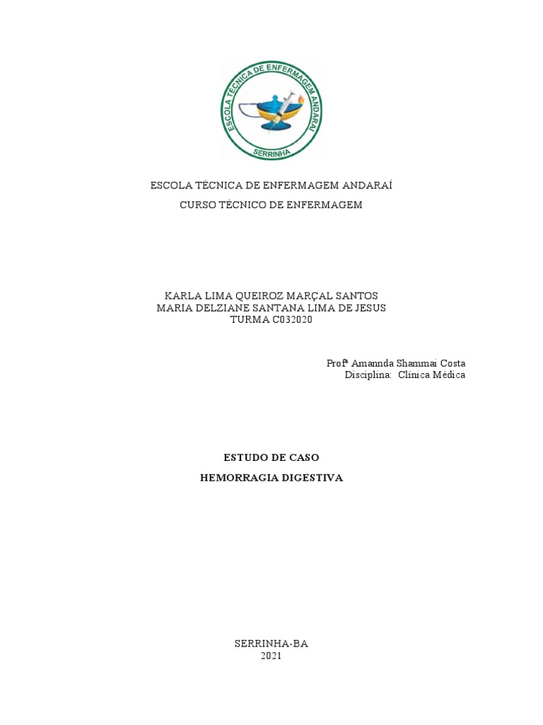 ESTUDO de CASO (Imprimir Página 1) | PDF | Sangue | Choque (circulatório)