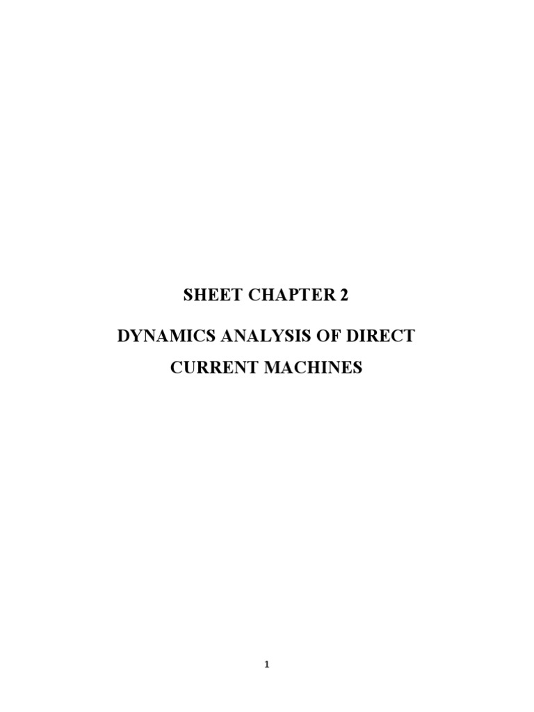 Sheet Chapter 2 Dynamics Analysis of Direct Current Machines | PDF ...