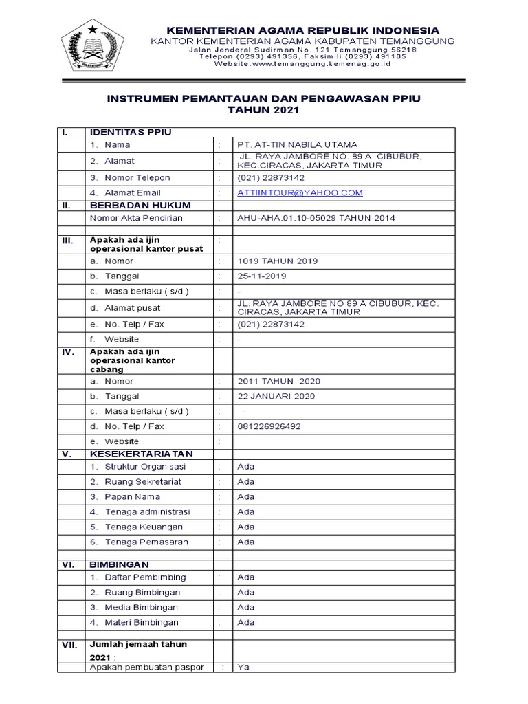 Instrumen Kemenag TMG | PDF