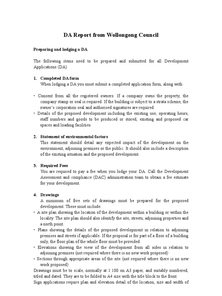 DA Report From Wollongong Council | PDF | Building | Zoning
