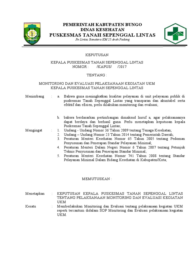 SK Monitoring Dan Evaluasi | PDF | Pengelolaan Keuangan & Uang