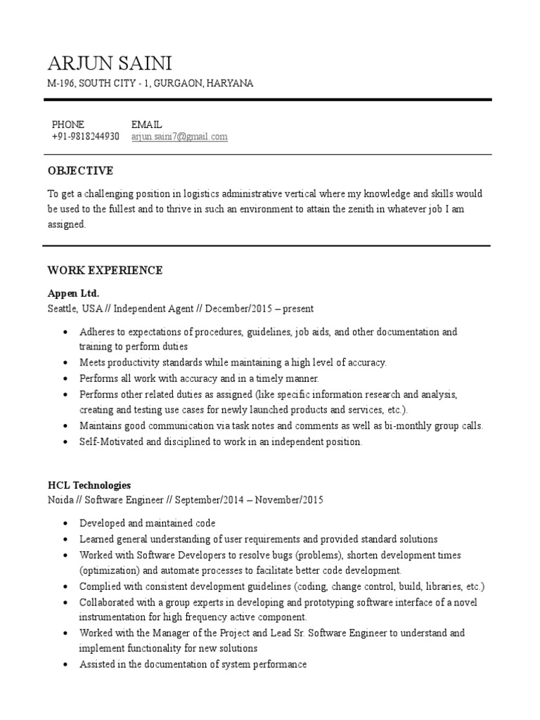 Arjun CSA Resume | PDF | Software | Documentation