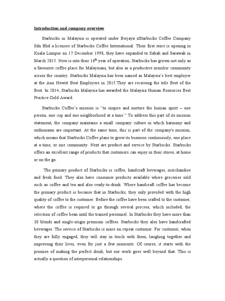 Background and History | PDF | Starbucks | Coffee