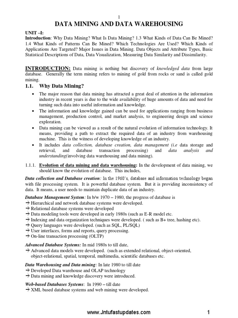 Dwdm-Unit-1 R16 | PDF | Databases | Data Warehouse