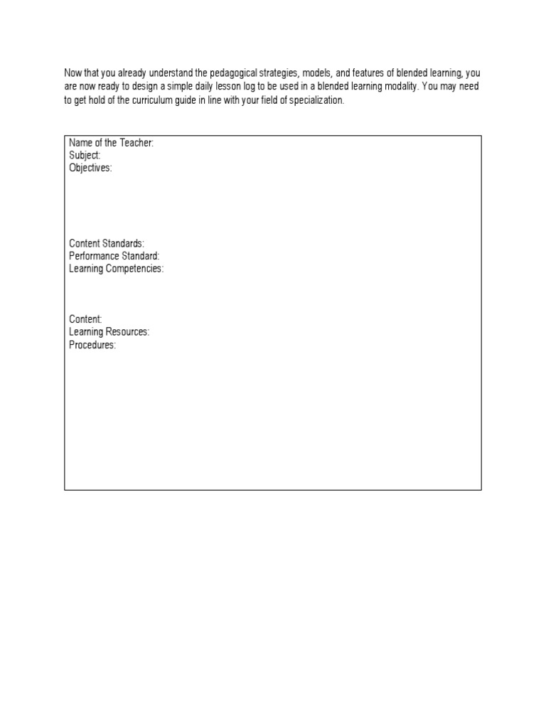 Designing Daily Lesson Log | PDF